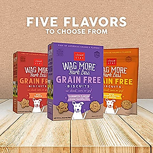 Cloud Star Corp, Wag More Bark Less Grain Free Oven Baked Peanut Butter & Apples Dog Biscuits