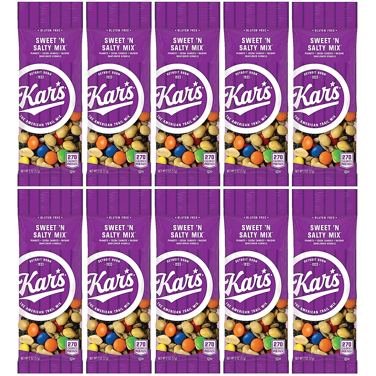 Kar's Sweet and Salty Trail Mix, 2oz Pouches (Pack of 10)