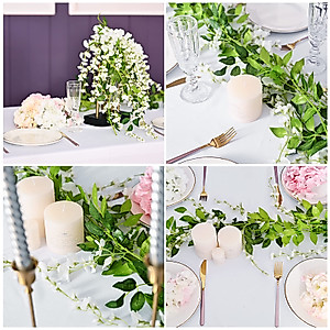 10 Pcs Wisteria Artificial Flowers Garland White Artificial Flowers Fake Flowers Silk Wisteria Garland Vine Hanging Flower for Wedding Arch Home Garden Outdoor Party Decor(White,Total 72.2ft)