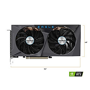 GIGABYTE GeForce RTX 3060 Eagle OC 12G Graphics Card, 2X WINDFORCE Fans, 12GB 192-bit GDDR6, GV-N3060EAGLE OC-12GD Video Card (Renewed)