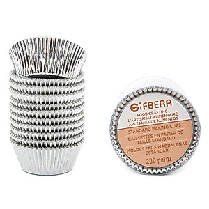 Gifbera Standard Silver Foil Cupcake Liners Metallic Paper Muffin Baking Cups 200-Count (Silver)