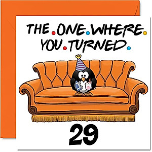 Fun 29th Birthday Cards for Men Woman - The One Where - Funny Birthday Card for Son Daughter Brother Sister Uncle Auntie Niece Nephew Cousin, 5.7 x 5.7 Inch Greeting Cards, 29th Birthday Card