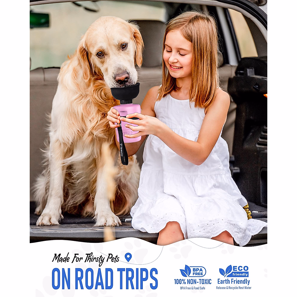 lesotc Dog Water Bottle, Portable Dog Water Dispenser, Leak Proof Dog Travel Water Bottle, Squeeze Pet Water Bottle for Walking On The Go, Dog Hiking Accessories for Outdoor Walking, Hiking, Travel