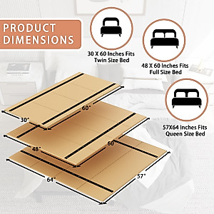 Imperius Foldable Box Spring, Bunkie Board, Bed Support Slats, Bed Boards for Under, Twin (60x30)