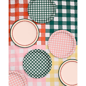 xo, Fetti Camp Gingham Paper Plates - 24 pk, 9" | Bachelorette Decorations, Camp Bride, Getting Lit + Getting Hitched, Gingham Birthday Party, Glamping Baby Shower Supplies, Cool Cake Plates
