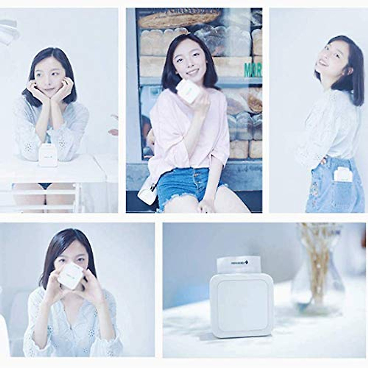 XWWDP Portable Mini Pocket Label Sticker Receipt Printer, Photo Printer,Compatible with Devices System for Child Painting Women Men Gift