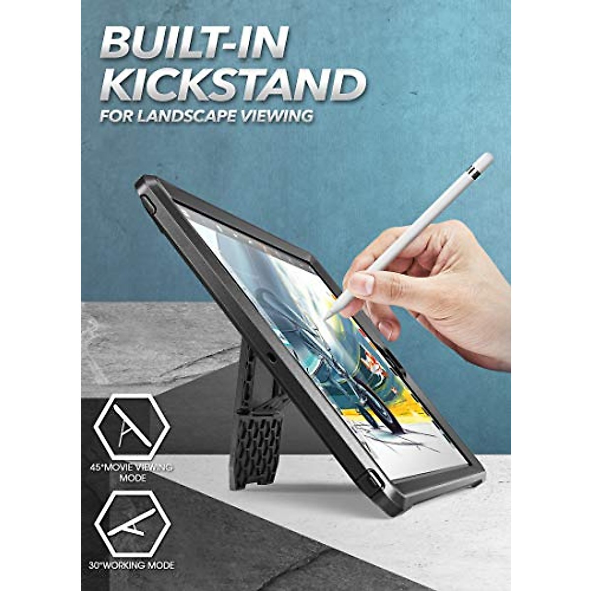 SUPCASE for iPad 9th Generation Case with Screen Protector (Unicorn Beetle Pro), [Built-in Stand] Heavy Duty Rugged Protective Case for iPad 10.2 9th / 8th / 7th Generation (2021/2020/2019), Black