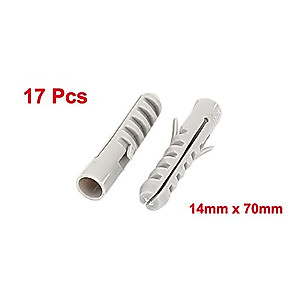 uxcell 17pcs 14mm x 75mm Plastic Expansion Nails Hollow Wall Anchor Expandable Tube Connector Screws Bolts