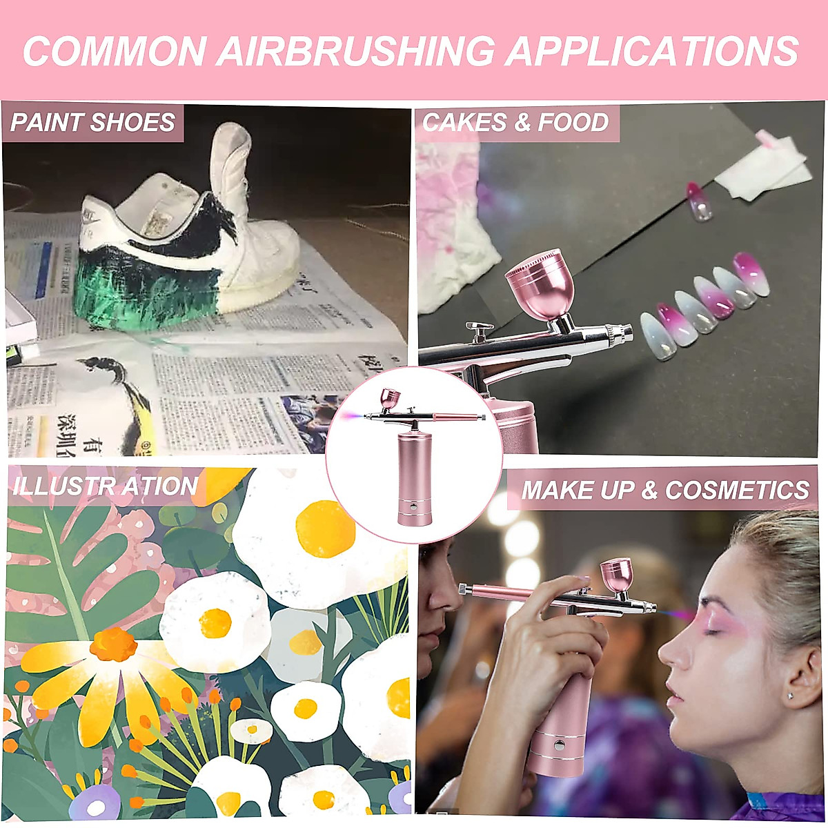 Airbrush-Kit Rechargeable Cordless Airbrush Compressor - Auto Handheld Airbrush Gun, Airbrush Set Portable Wireless Air Brush for Barber, Nail Art, Cake Decor, Makeup, Model Painting