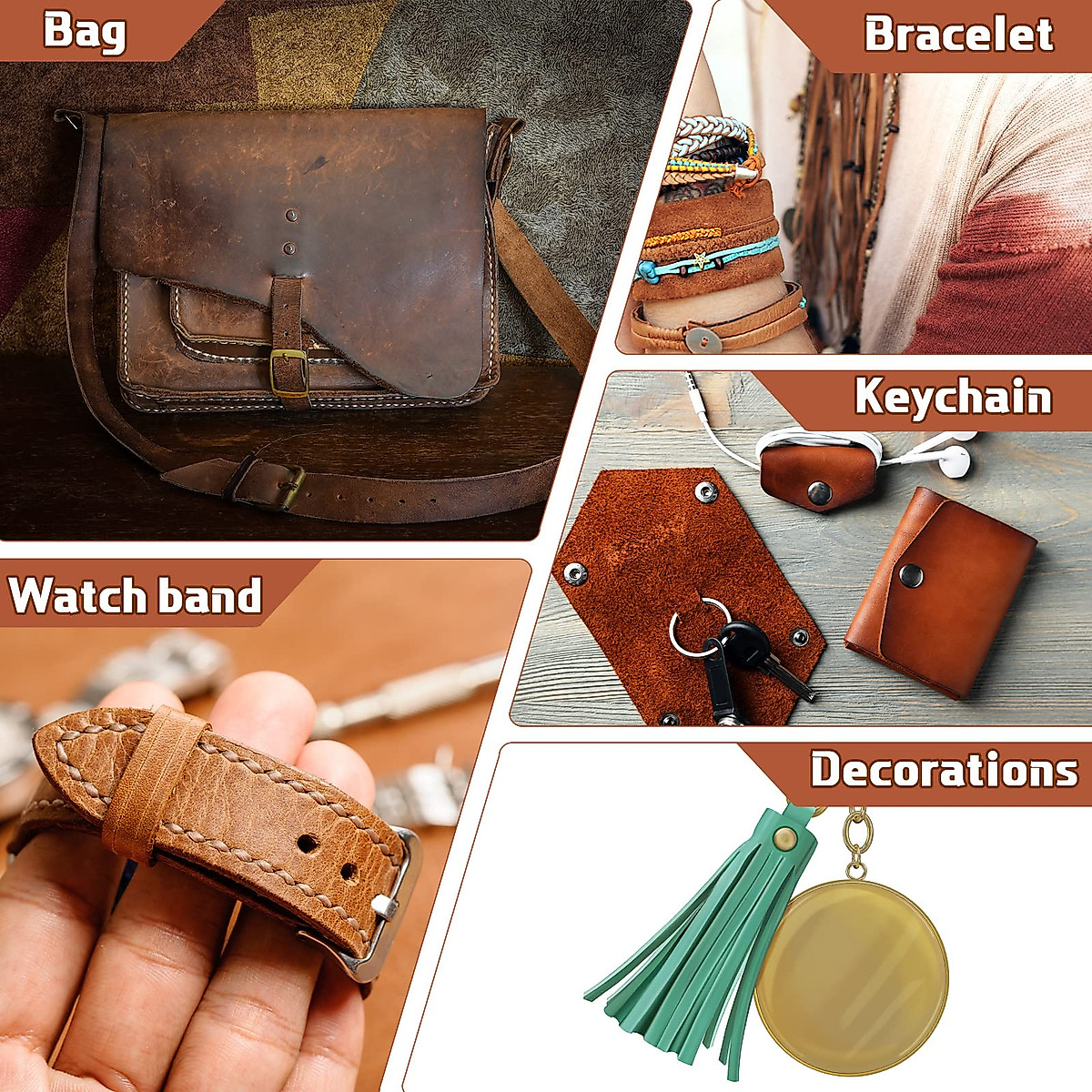 Amylove 30 Pcs Genuine Leather Sheets for Craft 12 x 7.8 Inch Tooling Leather Material 5lb