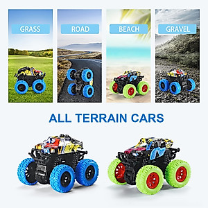 Vioziot Monster Truck for Boys, 2 Pack Push and Go Friction Powered Car Toys,Double-Directions Inertia Vehicle Set,Birthday Christmas Party Gift for Kids Age 3 4 5 6 Year Old