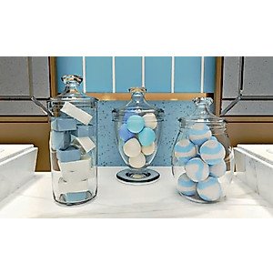 Amazing Abby - Adore - Acrylic Apothecary Jars (3-Piece Set), Plastic Jars with Lids, Bathroom Canisters, Vanity Organizers, Candy Buffet, Wedding Display, BPA-Free and Shatter-Proof