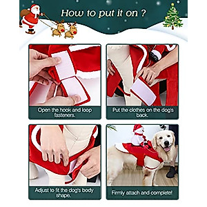Lewondr Dog Christmas Costume,Winter Snowman Shaped Doll Riding on Dog Apparel Party Dressing Up Clothing for Pet Christmas Riding Outfit for Dogs Antler Hoodie Clothes Xmas Costumes,XX-Large Size,Red