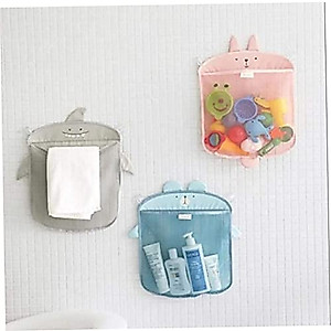 Naisicore Bath Toy Storage Net, Cute Shark Shaped Bathtub Toys Organizer with Suction Cups, Mesh Shower Caddy Storage Bags for Bathroom (Gray)