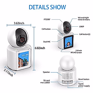 CIAJIE Two-Way Video Camera 2.8-inch Screen,Pet Camera,Dog Camera,Indoor Home Nanny Camera,Baby/Elder/Nanny/Dog/Pet Camera with Phone App(Im Cam),360°Smart Security Camera,1080p HD