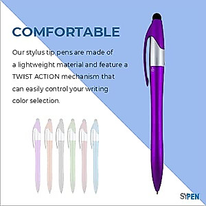 SyPen 3 Color ink Ball Pens and Stylus for Universal Touch screen Devices, Each pen writes in 3-Colors Ink(Black,Red,Blue) Pen Barrel colors,Red,Green, Blue, Orange,Lt. Blue and Black (12 Pack)