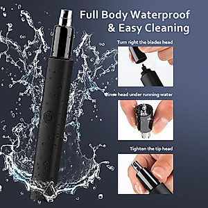 TIFOR 8,000 RPM Nose Hair Trimmer for Men - Electric Nose Hair Trimmer Rechargeable - IPX7 Metal Ear Nose Trimmer Eyebrow Facial Hair Removal Tool
