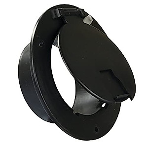 Thetford RV Camper Deluxe Round Electric Cable Cord/Jack Hatch Without Back Black PN 94332