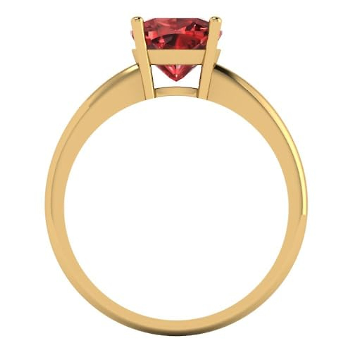 Clara Pucci 2.0 ct Cushion Cut Solitaire Natural VVS1 Red Garnet Engagement Bridal Promise Anniversary Ring 18K Yellow Gold Size 5
