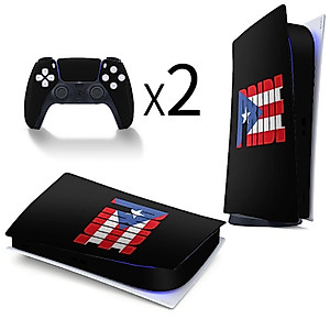 Puerto Rico Rican Flag Country Pride 3pcs Whole Body Decal Cover Sticker for PS5 Digital Edition for PS5 Console and Controller