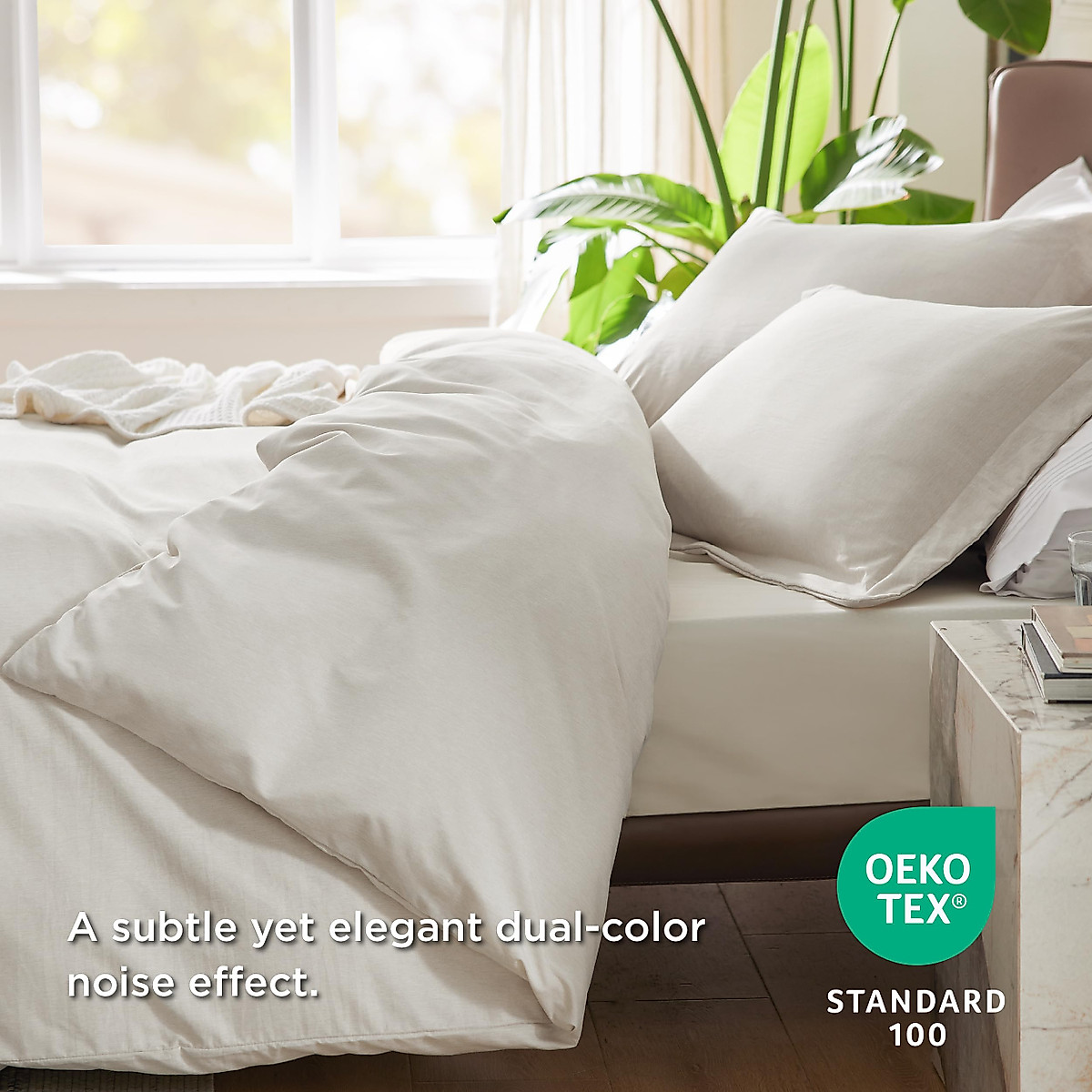 Bedsure Bundle of Ruched Sheet Set and Cationic Dyed Duvet Cover Set, Queen Size