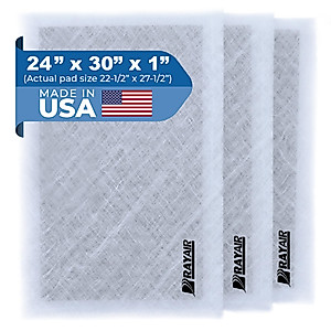 RAYAIR SUPPLY 24x30 Replacement Filter Pads Compatible with Dynamic Air Cleaner 24X30 Refills (3 Pack) White