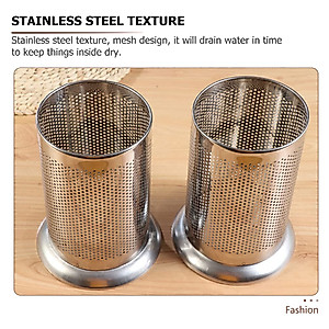 Cabilock 2pcs Kitchen Utensil Chopsticks Straw Holder Stainless Steel Silverware Holder Countertop Utensil Holder for Kitchen Home Office Pen Holder Organizer
