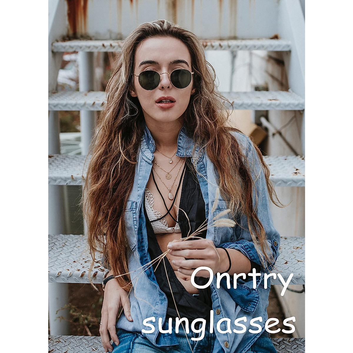 Onrtry Small Round Polarized Sunglasses for Men Women Classic Circle Metal Frame Sun Glasses 2 Pack (Gold/Black + Black/Black)