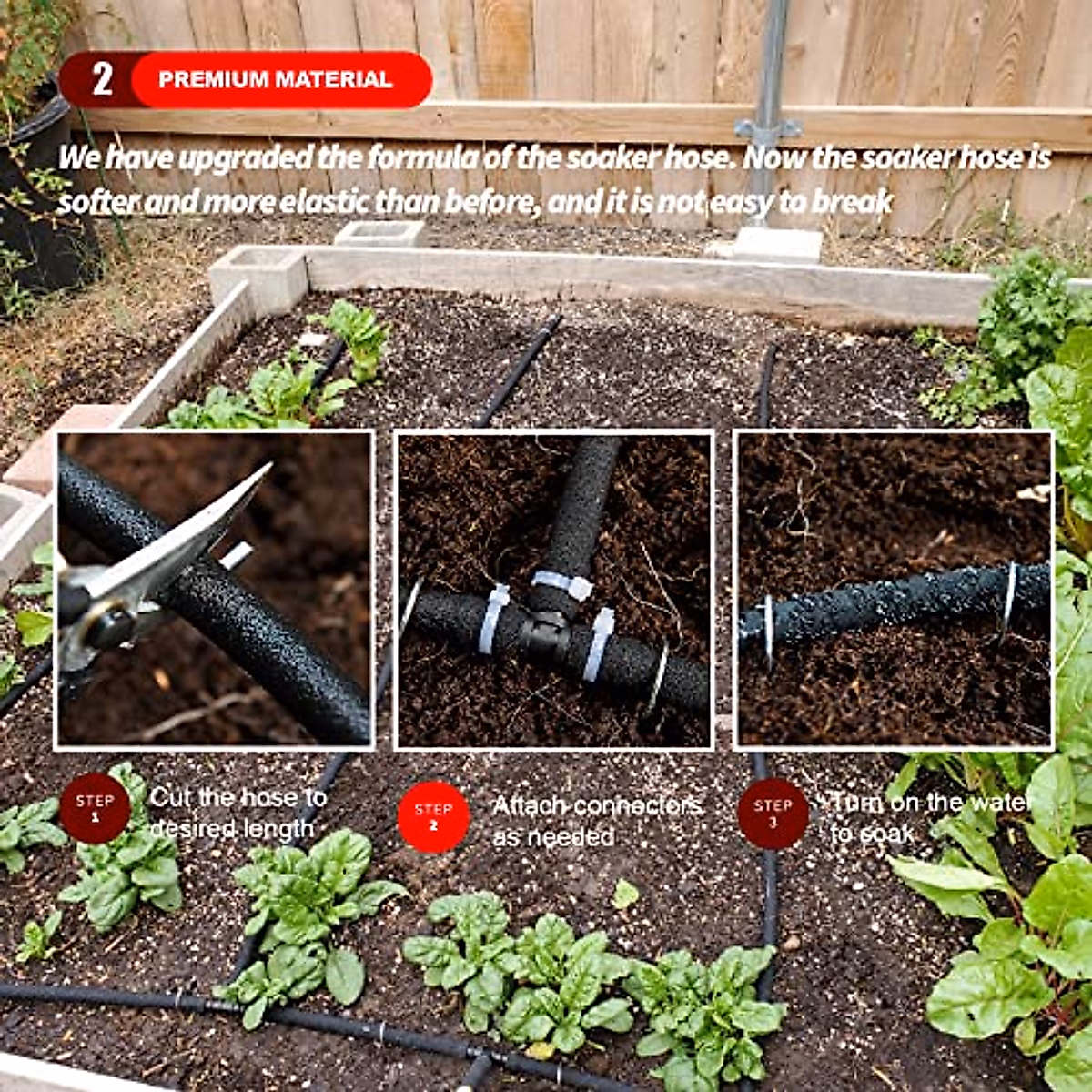 Soaker Hose,150 FT Solid Brass Connector 1/2" Heavy Duty Soaker Garden Hoses for Garden Beds, Tree,Lawn and Plants