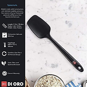 DI ORO Seamless Series Silicone Spoon Spatula - BPA Free Pro-Grade Non-Stick 600ºF Heat-Resistant Rubber Spoonula - Versatile Silicone Kitchen Scraper Utensil for Baking and Cooking (Black)