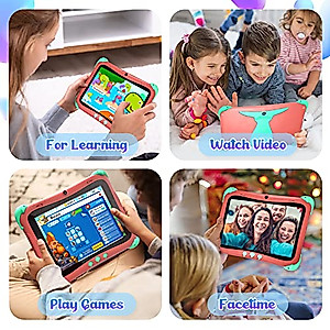 ATMPC Kids Tablet 8 inch, Android 11 Tablet for Kids, 32GB ROM 2GB RAM, WiFi, 4000 mAh, Google Services Tablet, Parental Control APP, Dual Camera, Toddler Tablet with Case, Kids Learning Tablet Pink