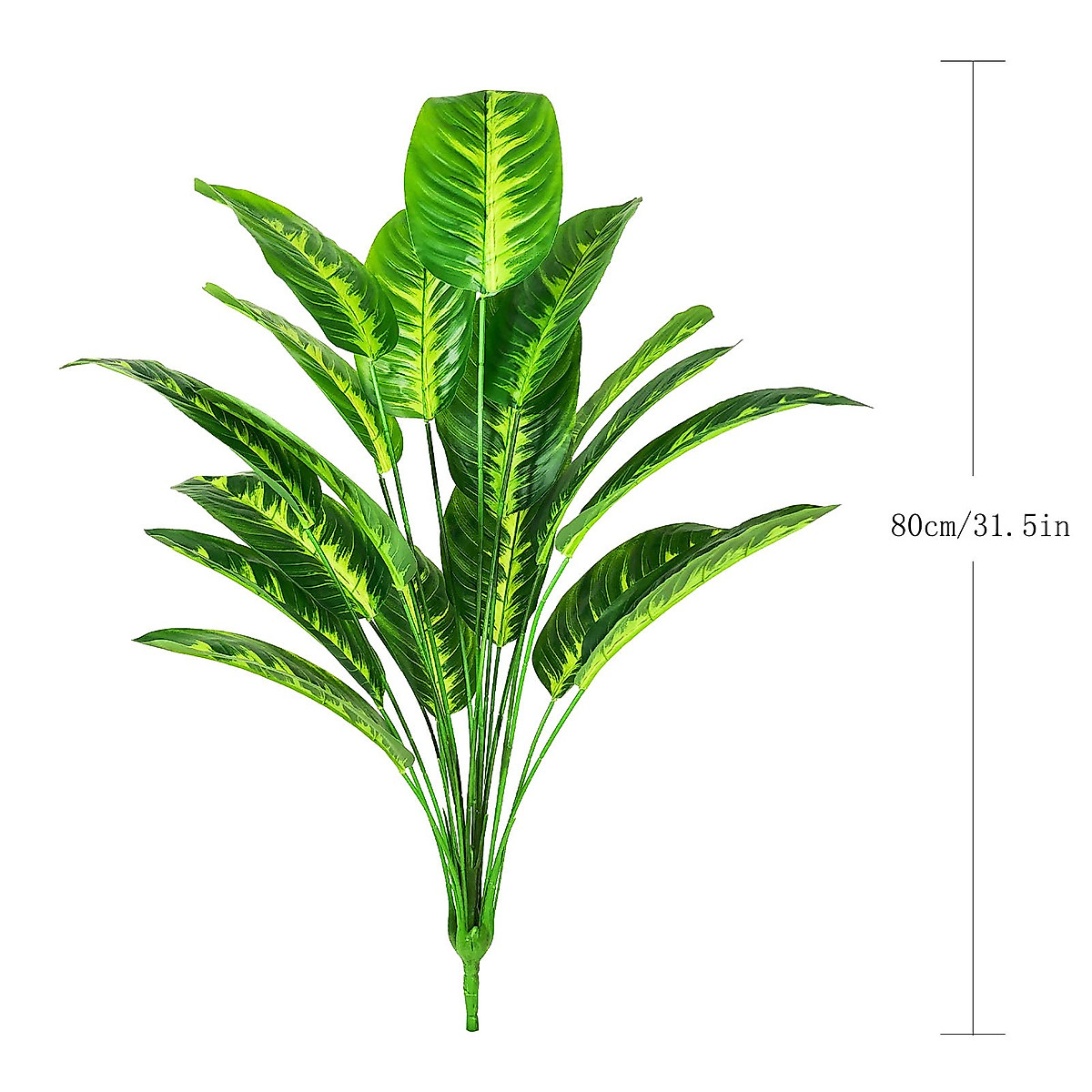 Rozwkeo Artificial Plants Fake Ficus Tree Leaves with Stems 29" Tall Faux Bird of Paradise Palm Tree Imitation Frond Green Leaf Tropical Plants Greenery Floral Jungle Party Home Garden Decoration