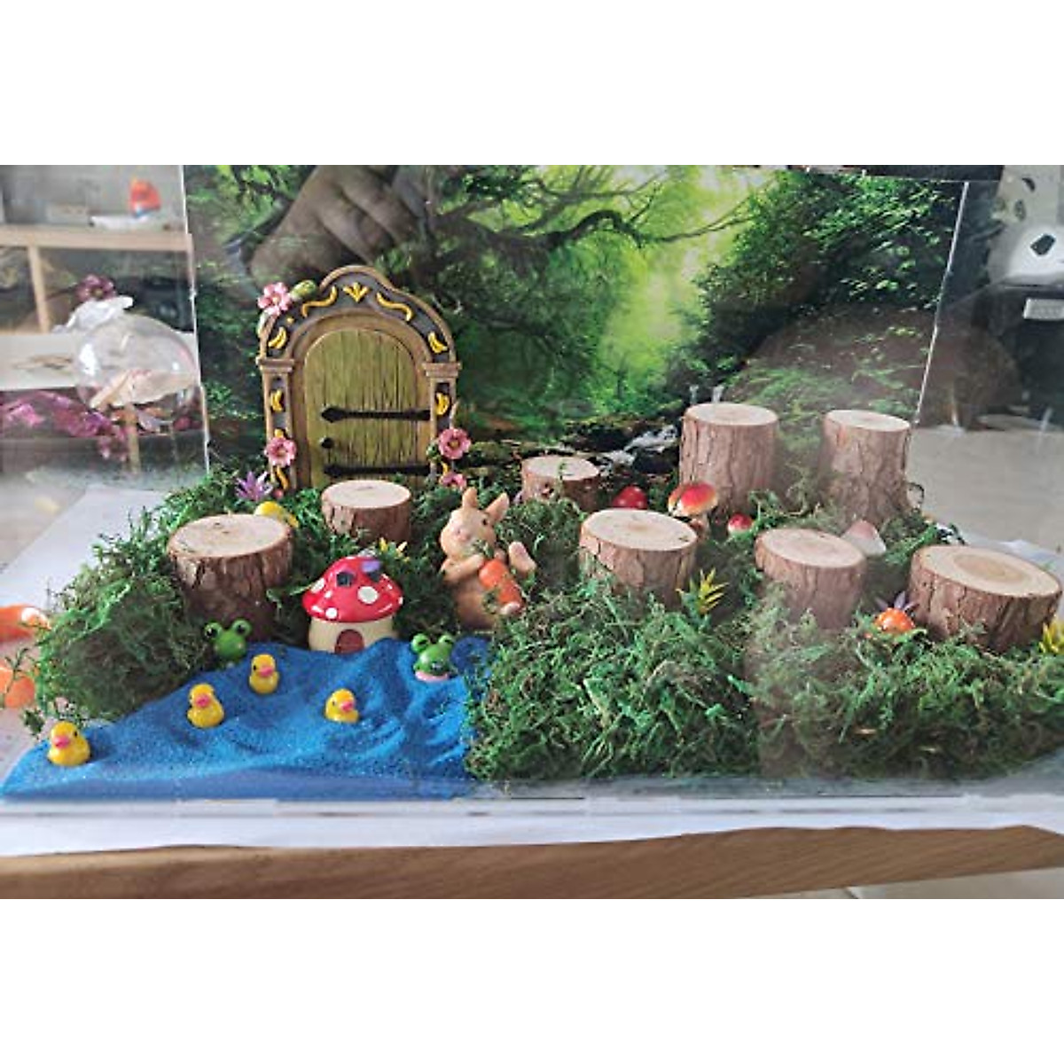 MUAMAX Fairy Garden Door Accessories Fairy Doors Wall Outdoor Mystical Miniature Garden Door for Tree Trunk (Green)