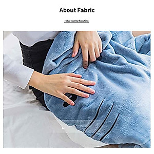 LELEBEAR Shark Blanket, Shark Blanket Adult, Shark Blanket Hoodie, Shark Onsie, Shark Wearable Blanket Adult Cozy Flannel Hoodie (Blue White, 82.6"*35.4"(XL))