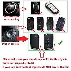 M.JVisun Soft Silicone Rubber Carbon Fiber Texture Cover Protector for VW Flip Key Fob, Car Remote Key Fob Case for for Volkswagen e-Golf Golf R MK7 Lamando Polo MK6 for Tiguan for Touran L - Black