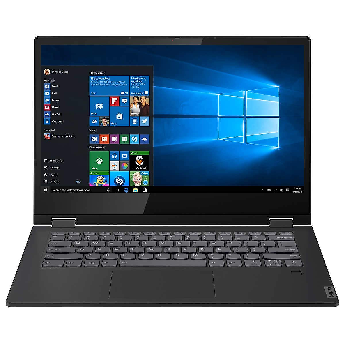 Lenovo 2019 Newest Flex 14 2 in 1 Laptop:14" FHD IPS Touchscreen, 8th Gen Intel Quad-Core i5, 16GB Ram, 256GB PCI-e SSD, WiFi, Bluetooth, Webcam, HDMI, Backlit Keyboard, Finger-Print Reader, Win 10