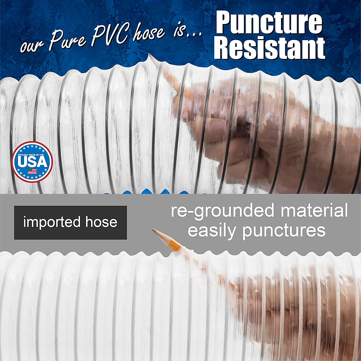 4" x 10' PVC Dust Collection Hose Made in USA with 4 Thumbscrew Clamps, Puncture Resistant PVC Dust Collection Hose, Carbon Steel Wire, Flexible Clear PVC Fume Collection Hose for Dust Collectors