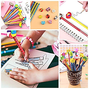 Cute Pencils for Kids, Fun Pencil with Erasers Toppers, Woodcased #2 Pencils for School Classroom(12 Pack)