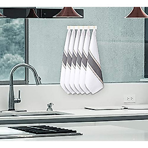 Goroly Home 6 Pack 100% Cotton Farmhouse Vintage Dish Towels Tea Towels Highly Absorbent Quick Dry Professional Grade with Hanging Loop - Twill Waffle - 18x28 Inch - Charcoal