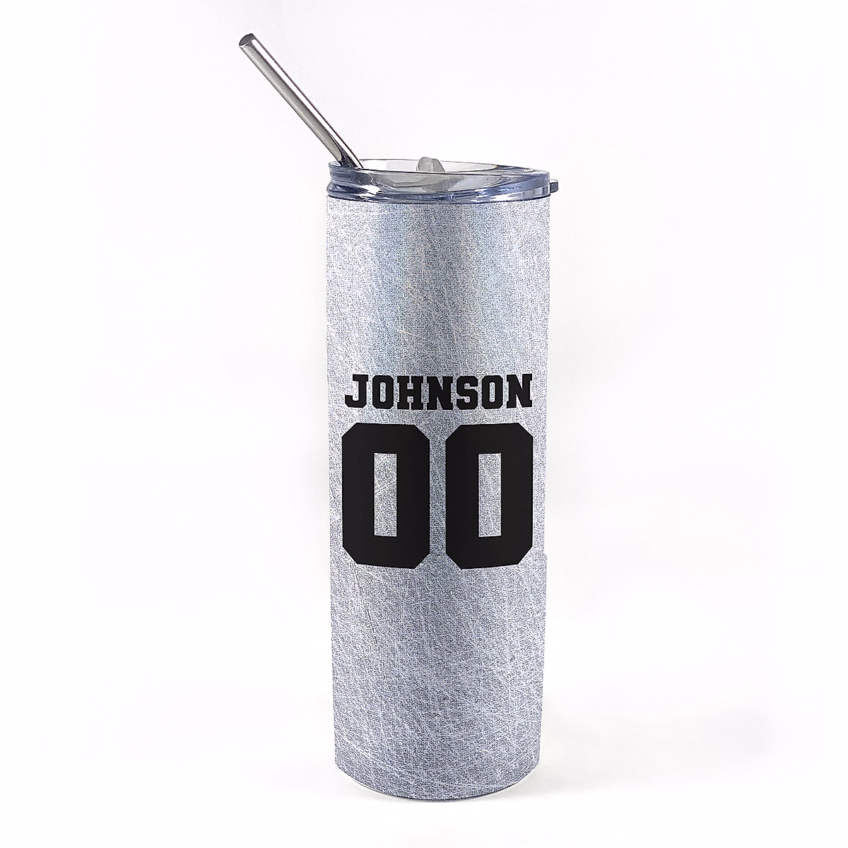 Hockey Mom – Personalize with Name & Number – One 20 oz Iridescent Stainless Steel Travel Tumbler with Straw – Double Wall Vacuum Insulation– Keep Beverages Cold Up to 18 Hours or Hot 6 Hours