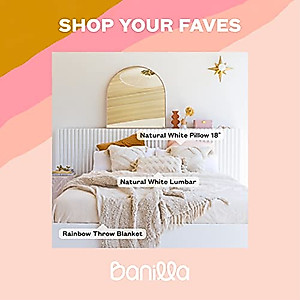Banilla Bohemian Natural White Throw Blanket for Bed Couch & Dorm 50" x 60" | 100% Cotton Handmade Boho Throw Blankets | Stylish Soft & Cozy Rainbow Design with Shaggy Tufting & Tassels