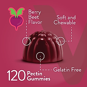 Beet Root Gummies 4000mg with Tart Cherry - for Healthy Blood Pressure Support - Vegan, Gelatin Free, Gluten Free - Tasty Chewable Berry Beet Flavored Gummy
