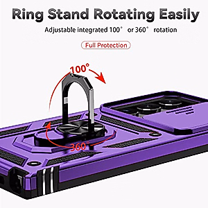 ONOLA Case with Kickstand and Slide Camera Cover [Military-Grade] Full Body Drop Tested Protective Cover for Samsung Galaxy S23 Ultra (2023) (Purple)