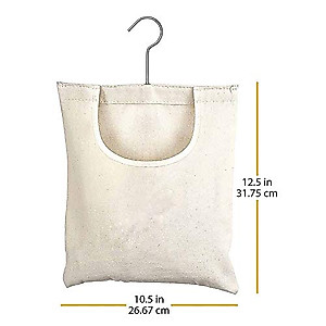 Handy Laundry Clothespin Bag, Semi-Closed Canvas Clothespin Storage Hanger Bag, Hanging Storage Organizer Laundry Clothes Pin Holder with Hanging Hook for Home Outdoor Supply, 10.6 x 12.6 Inch