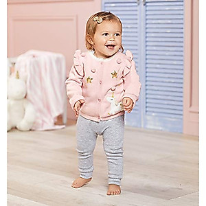 Mud Pie Girls' Kids Baby Magical Unicorn Dreams Cardigan Sweater, Pink, Large (4T-5T)