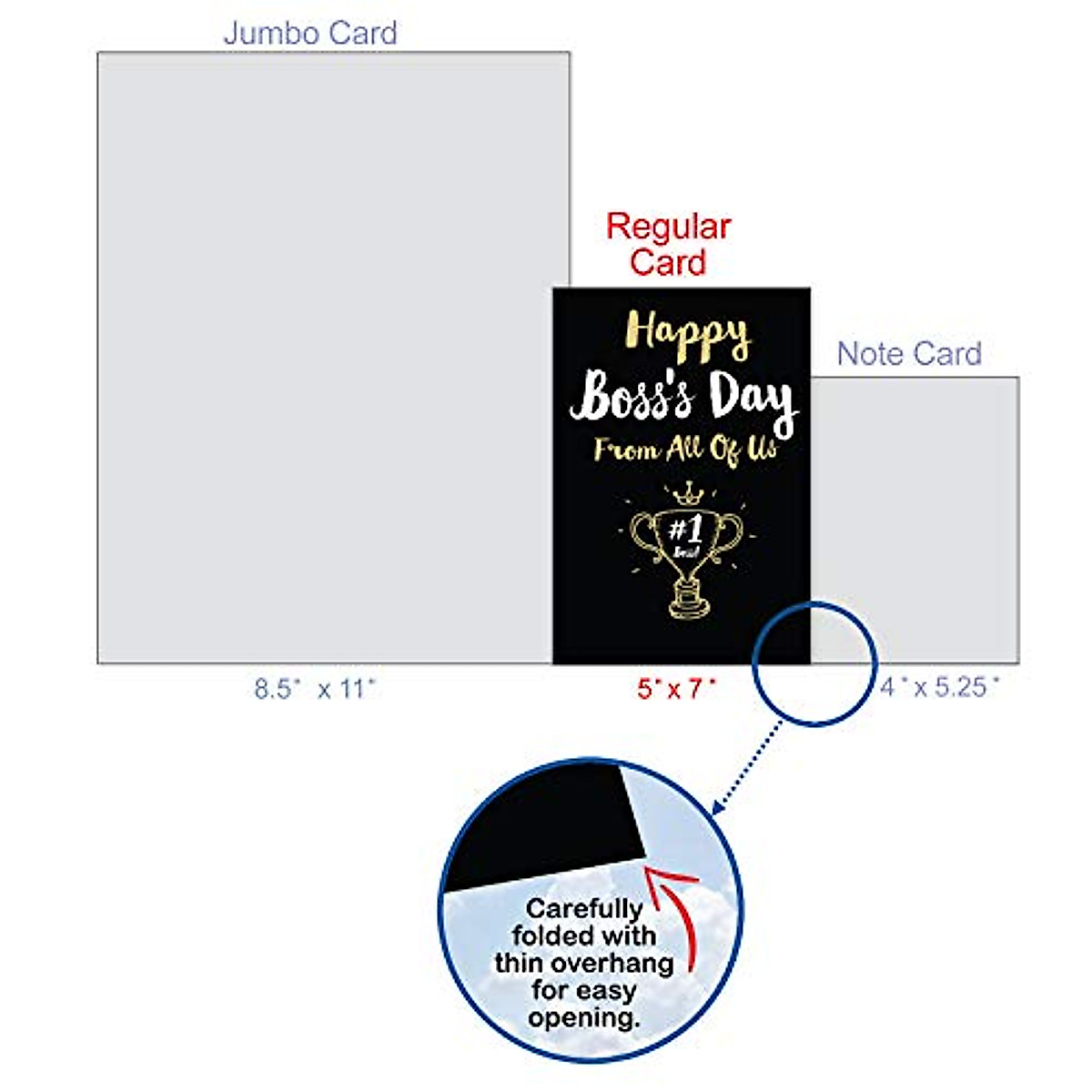 NobleWorks - Boss's Day Greeting Card with Envelope - Boss Appreciation, Gratitude Notecard for Manager, Work - Happy Boss's Day From All C5886BOG-US