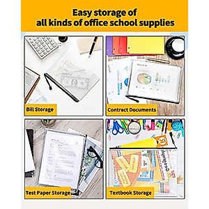 SUNEE Plastic Mesh Zipper Pouch 11x16 in (Black, 12 Packs) Extra Large Zip File Bags for Office Supplies, Cosmetics, Travel Storage, Bills, Accessories, Puzzles & Games Organizing Storage