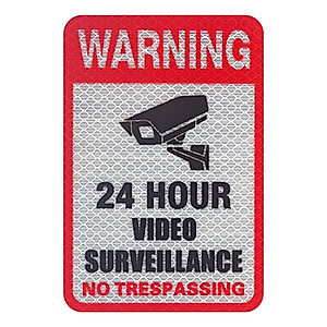 Kichwit 6-Pack Video Surveillance Sign Reflective Sticker Decal Self Adhesive 5.9” x 4”, UV Protected & Waterproof, Indoor & Outdoor Use