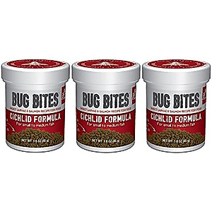 Fluval (3 Pack) Bug Bites Cichlid Formula for Small/Medium Fish (1.6 oz. Per Bottle)