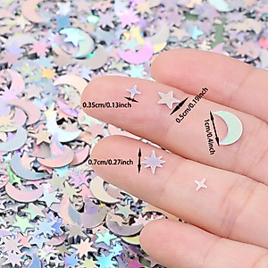 ONLYKXY Moon Star Table Confetti Decor Glitter Confetti Table Confetti Moon Star Decoration for Birthday Wedding Foil Theme Thanks Giving Party Valentine's Day Scatter Bless Confetti (Silver)